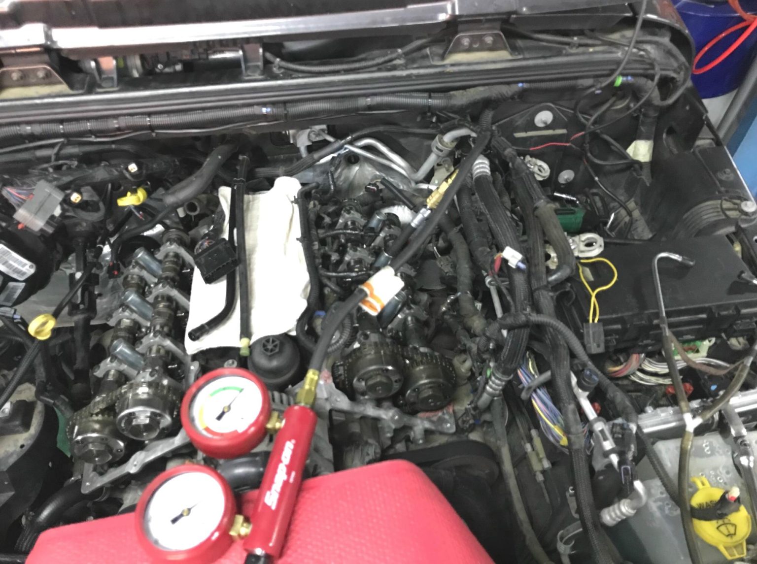 2014 ジープ、ラングラー、エンジン警告灯,エンジンチェックランプ 点灯、P0017,P0633,VVT,カムシャフト交換 | 作業例・お客 ...